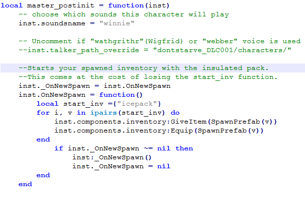How to spawn with Insulated Pack? - [Don't Starve Together] Mods and ...