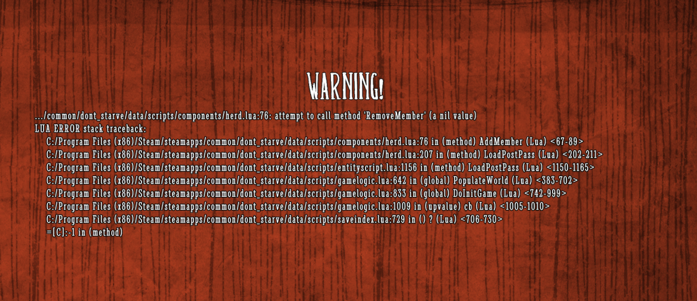Game loading error from mods? - [Don't Starve] Mods and tools - Klei ...
