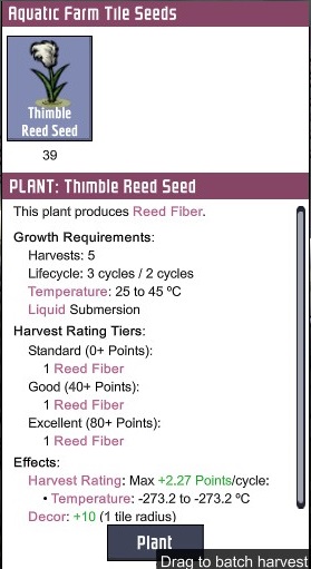Thimble Reed Seed Description has a few problems. - Oxygen Not Included ...