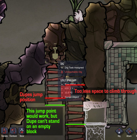 Why is dig unreachable directly above ladder head? - [Oxygen Not ...