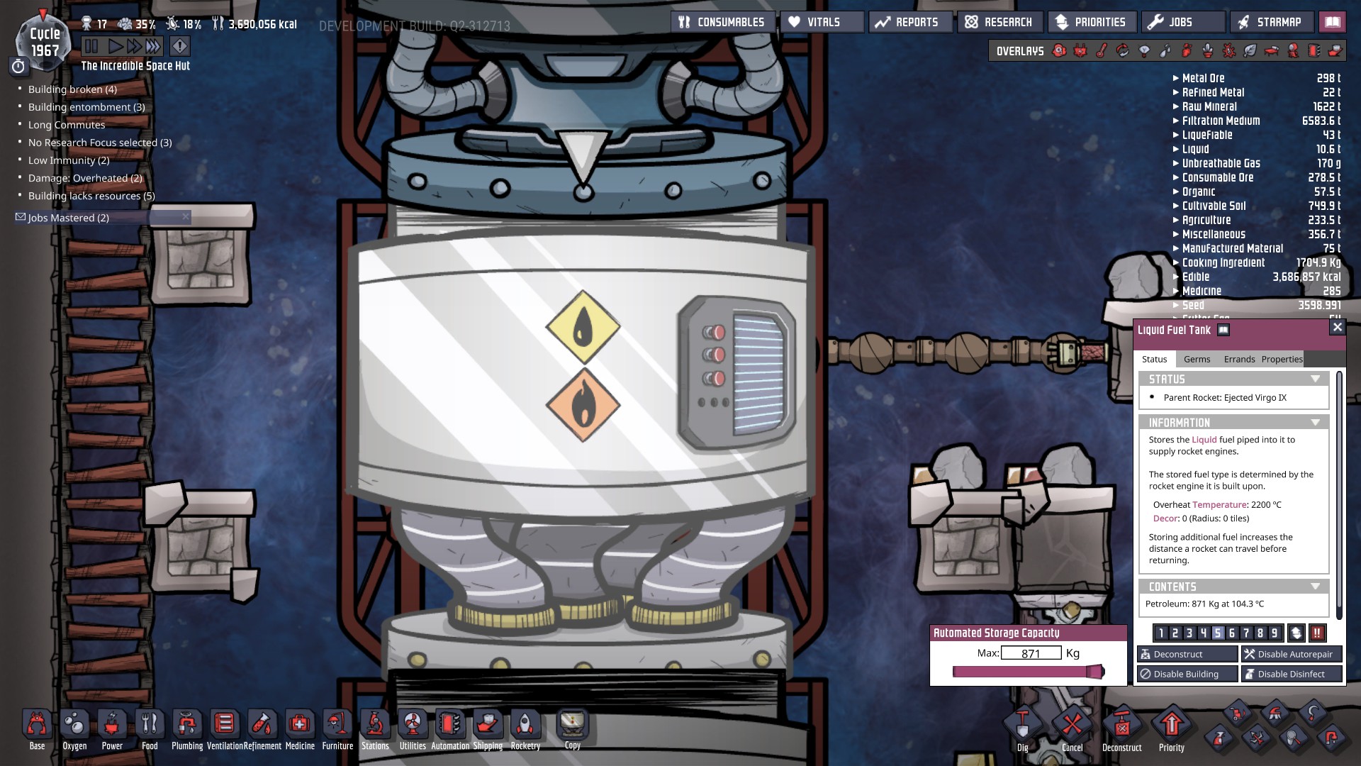 Rocket fuel tank and LOX tank meters do not appear after load - Oxygen ...
