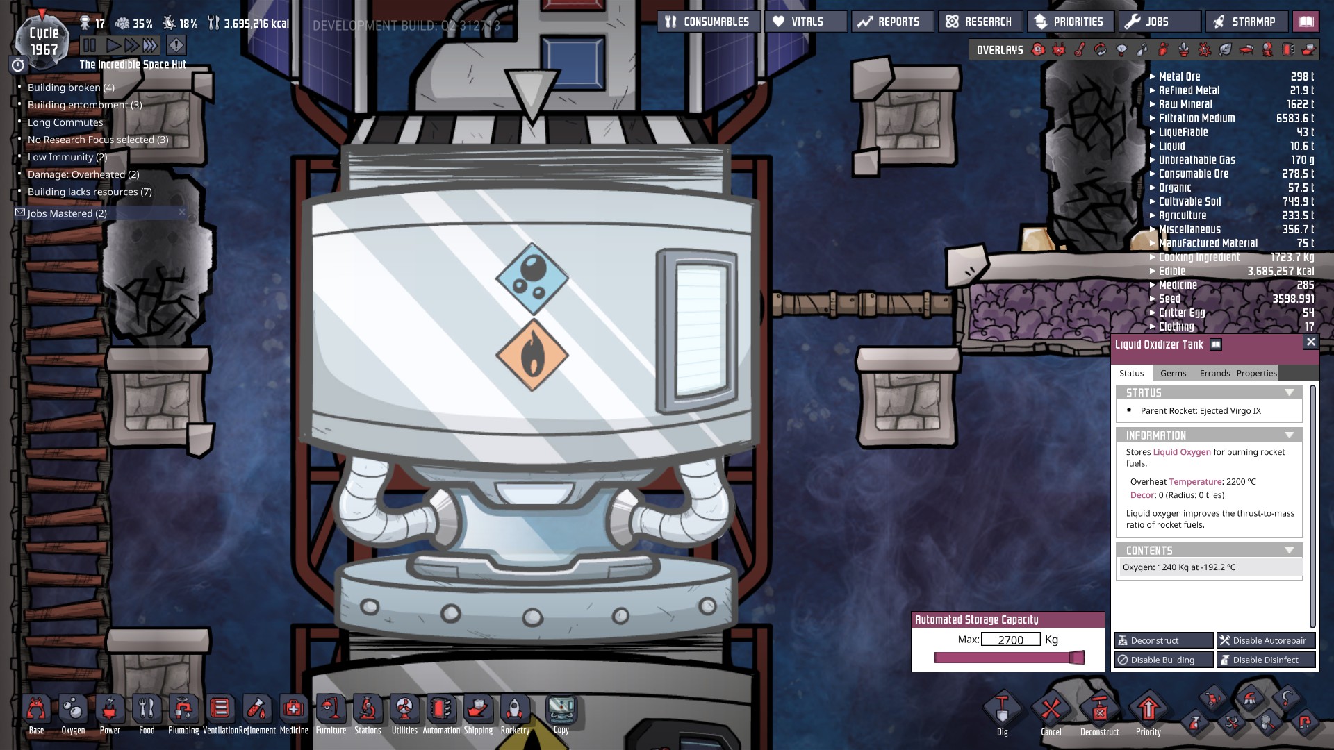 Rocket fuel tank and LOX tank meters do not appear after load - Oxygen ...