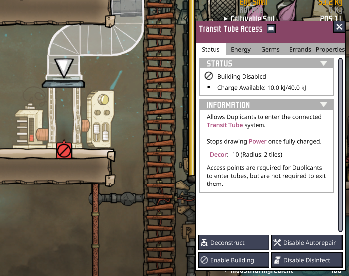 Transit tube works when disabled (uses residual charge?) - Oxygen Not ...