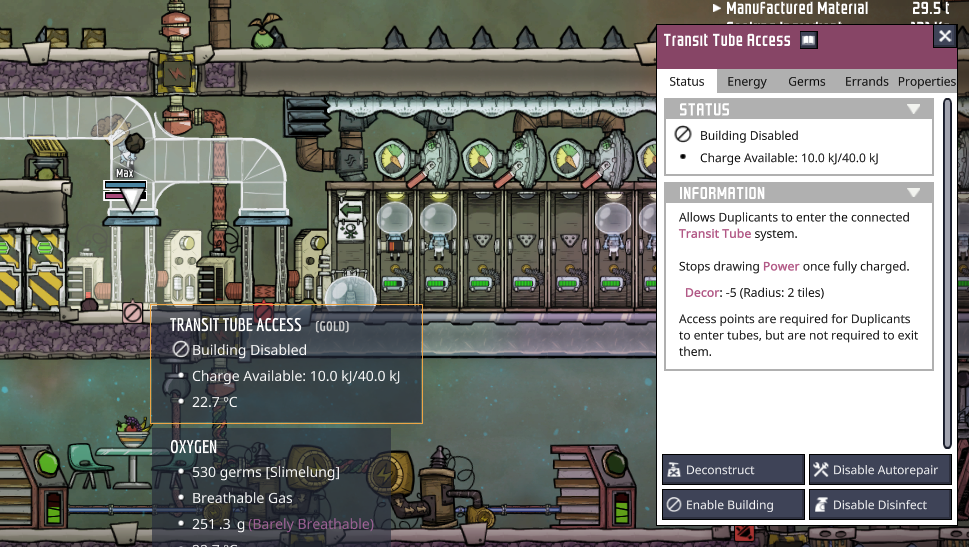 DisabledTransit tubes - [Oxygen Not Included] - General Discussion ...