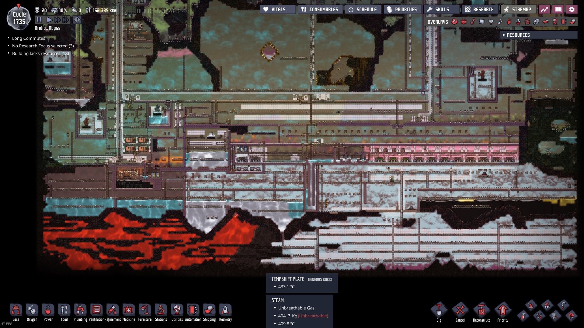 1500c Lava Biome cooled down to 400c in a few circles... - [Oxygen Not ...