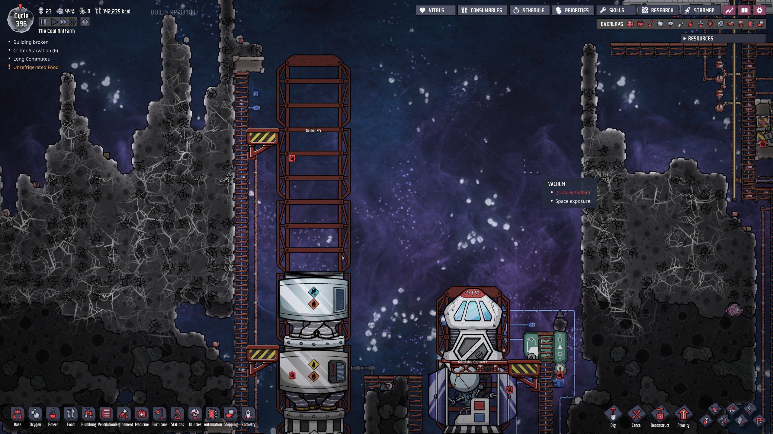 After load, rocket is partially rendered at the base while on a mission ...