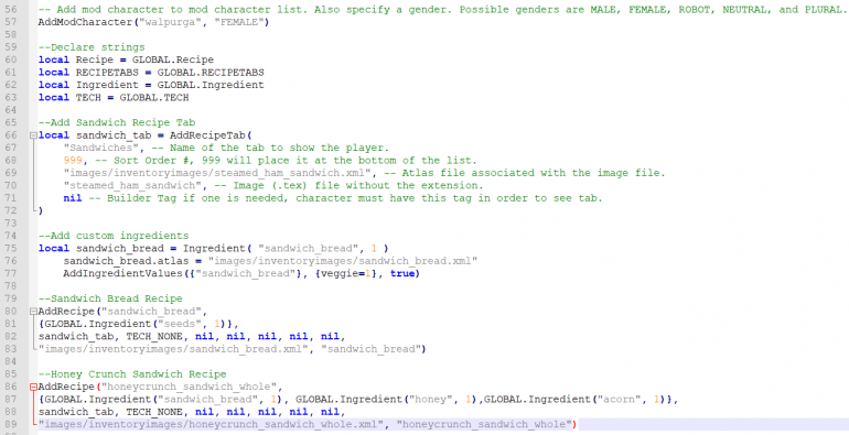 Custom recipes not appearing or craftable - [Don't Starve Together ...