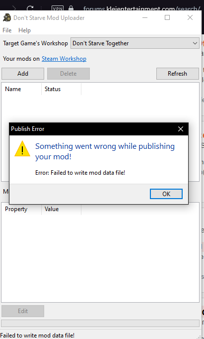 Failed to Write Mod Data File - [Don't Starve Together] Mods and Tools ...
