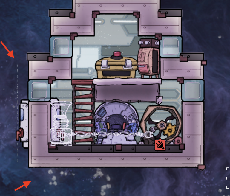 the interior view of a solo spacefarer module has a graphic artifact ...