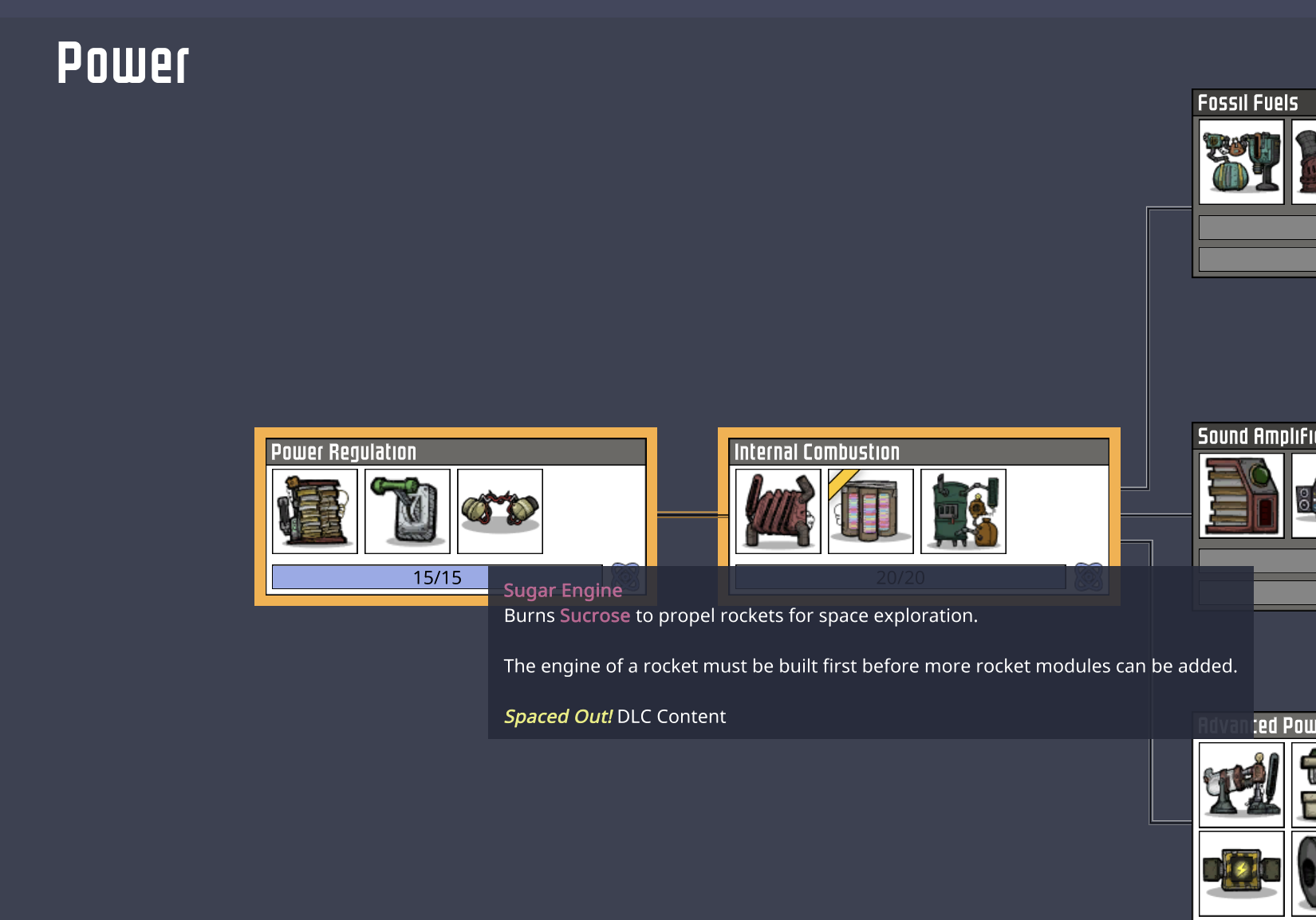sugar engine not available when researched - Oxygen Not Included ...