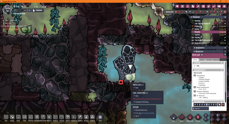 World generation: a mirth leaf plant spawns on top of cool steam ...