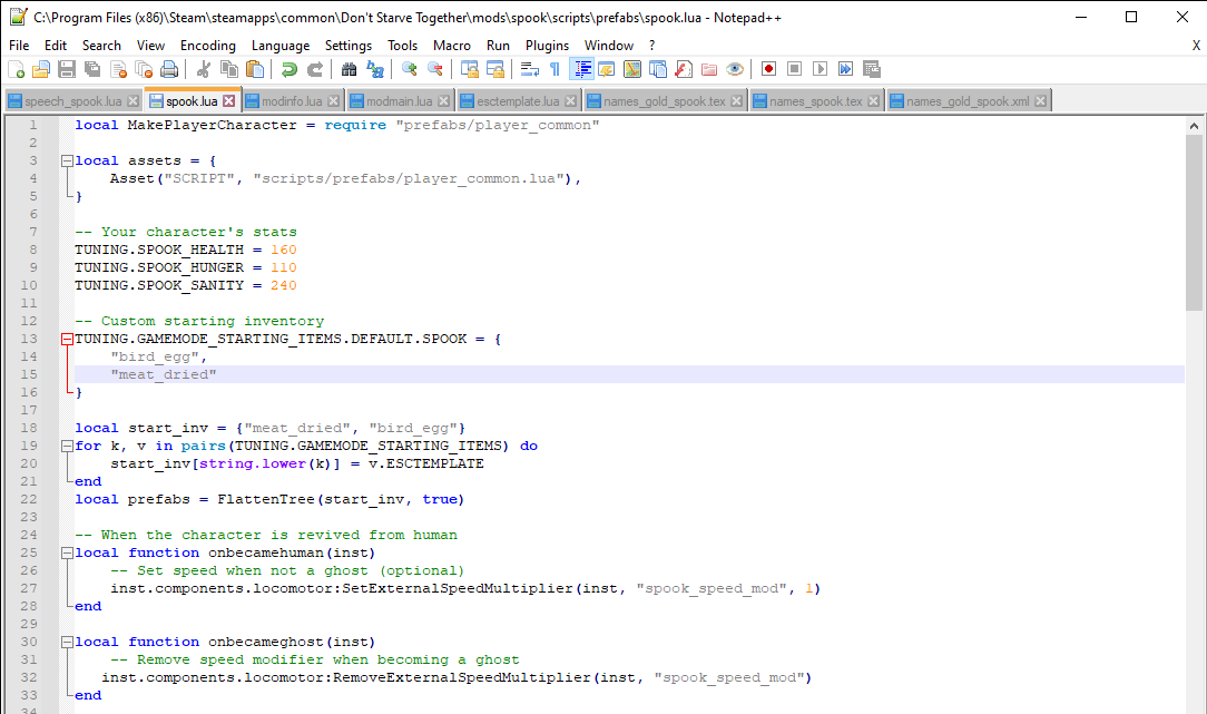 trouble with starting items, i think - [Don't Starve Together] Mods and ...
