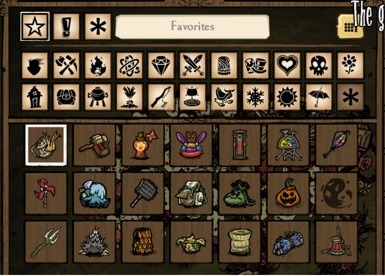 Show off your favorites tab! - [Don't Starve Together] Beta Branch ...