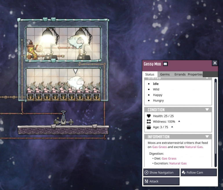 Gassy Moos can't eat Gas Grass on Hydroponic Farm - Oxygen Not Included ...