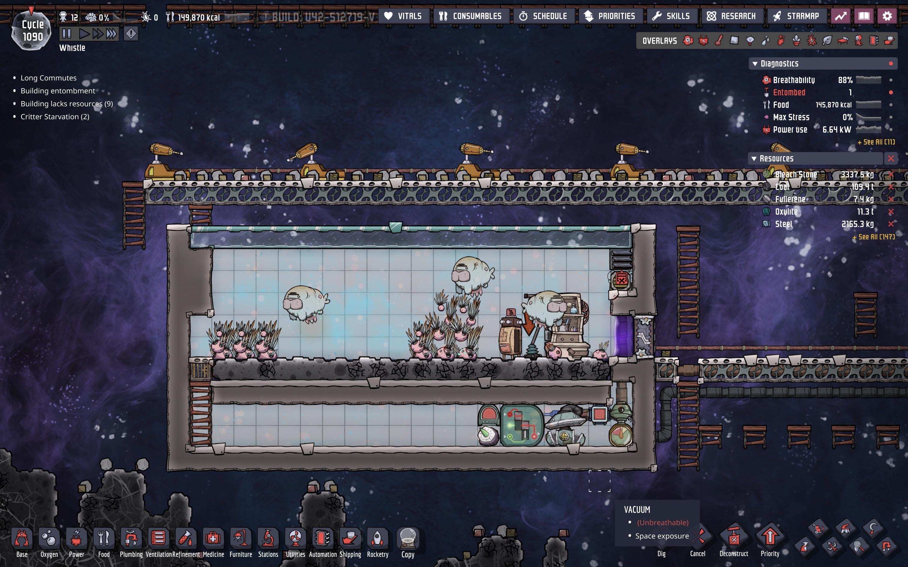 Gassy Moo can't eat Gas Grass - Oxygen Not Included - Klei ...