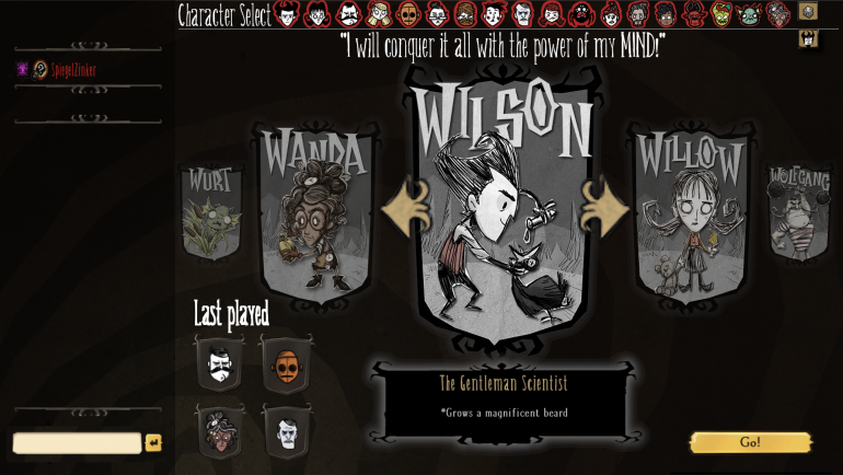 A reworked / tweaked Character Select Screen. - [Don't Starve Together ...