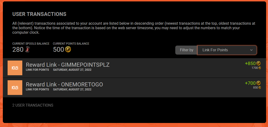 Claim Klei points reward is not working - [Don't Starve Together] General Discussion - Klei ...