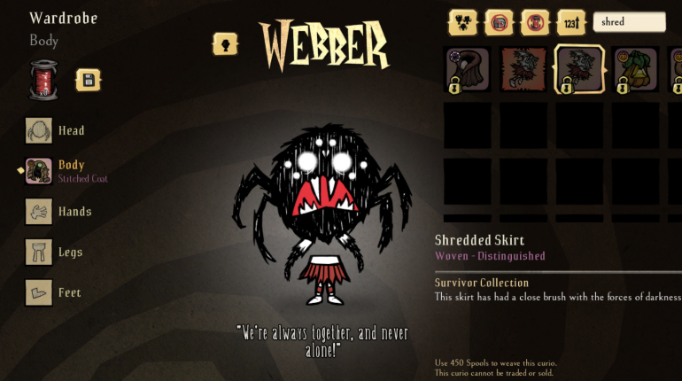 Webber's torso missing when equipping Shredded Skirt - Don't Starve ...