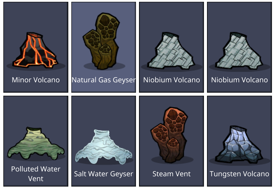 Volcanos, Vents and Geysers Names and Database - Oxygen Not Included ...