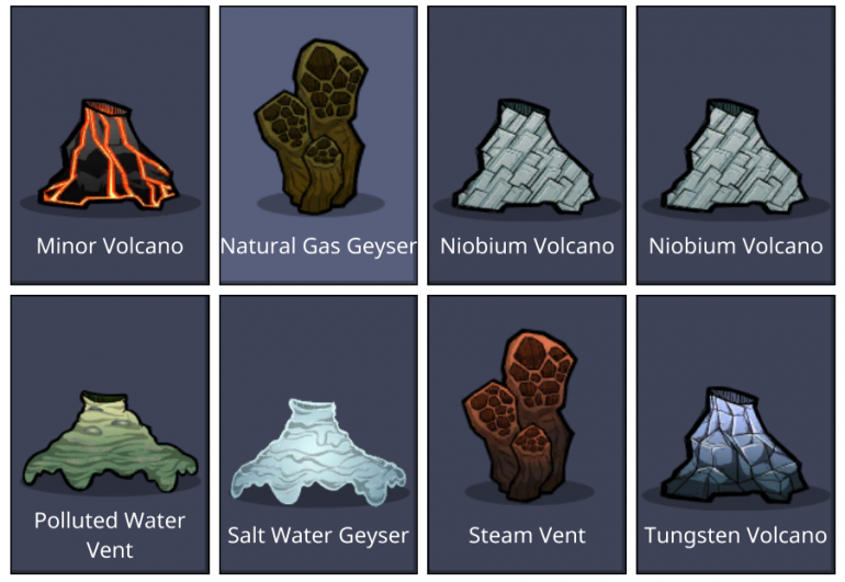 Volcanos, Vents and Geysers Names and Database - Oxygen Not Included ...