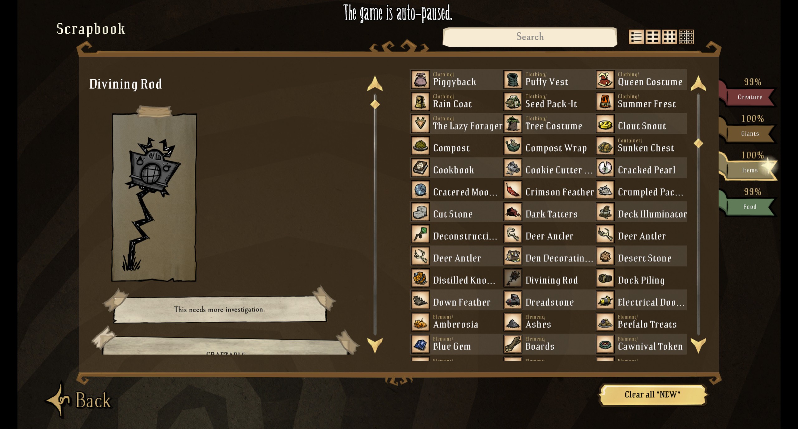 Divining Rod is not in DST but in Scrapbook - Don't Starve Together ...