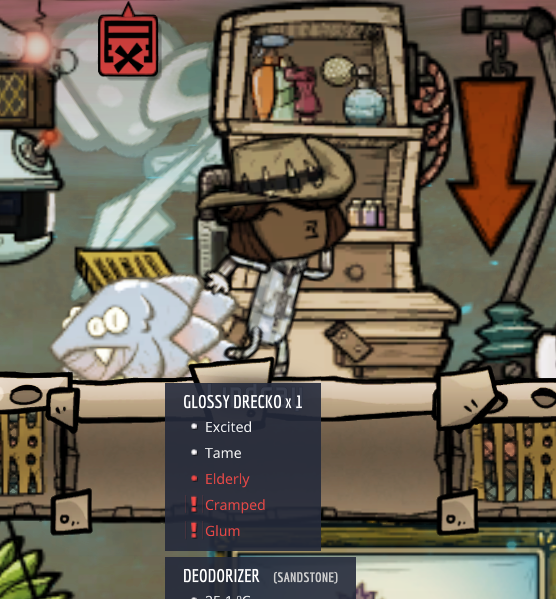 Glossy Drecko stuck in the queue being 'excited', softlocks my rancher ...