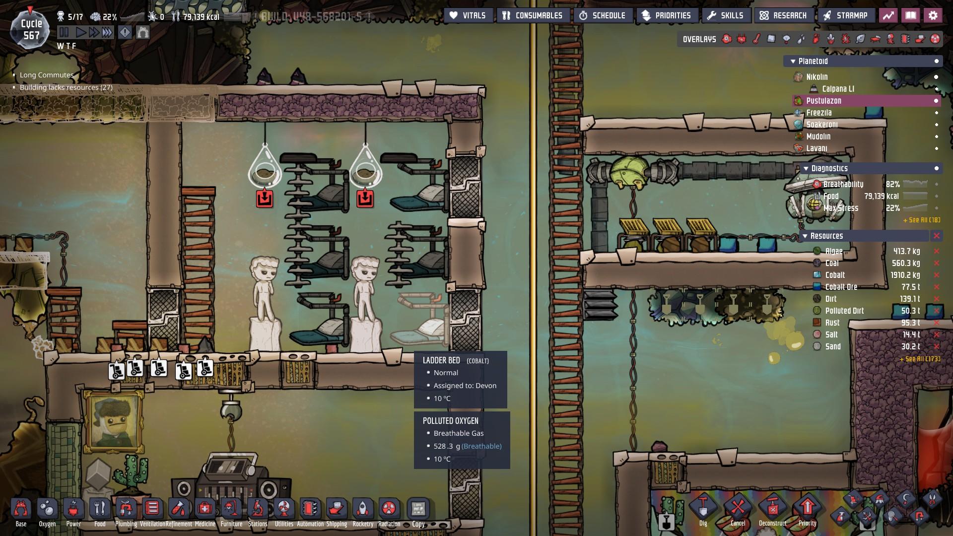Ladders in ladder beds disappearing - Oxygen Not Included - Klei ...