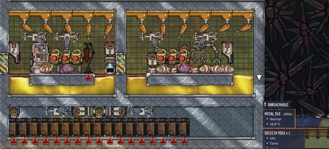 Shove Vole get stuck inside metal tiles - Oxygen Not Included - Klei ...