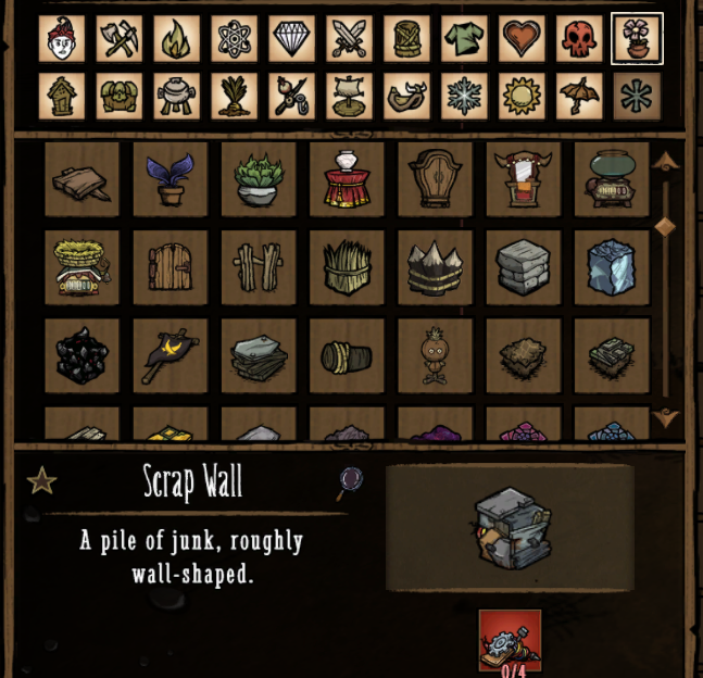 No Scrap Wall in the decorations filter - Don't Starve Together: Beta ...