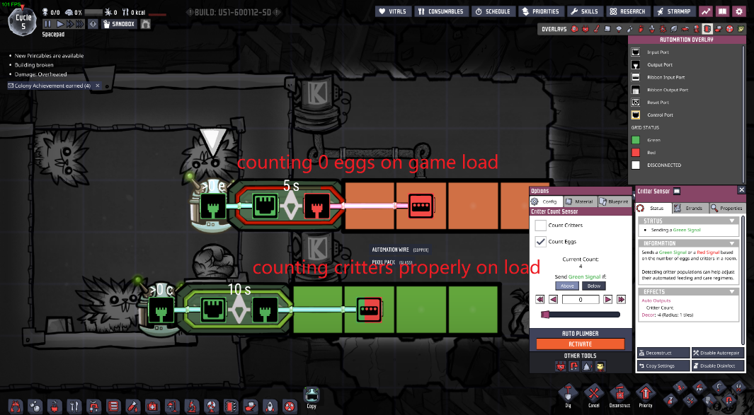 critter sensor counting wrong eggs number on game loading - Oxygen Not ...