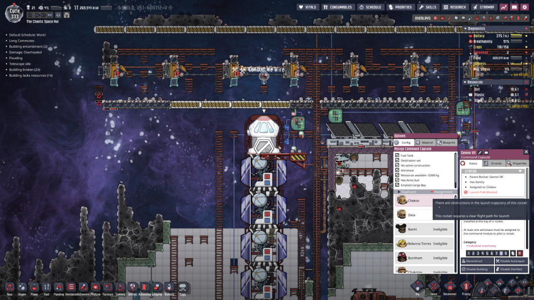 "Launch pad blocked" tooltip doesn't say what's blocking the rocket ...