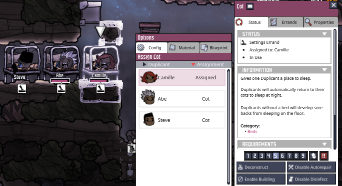 Duplicants sleeping in disabled cots - Oxygen Not Included - Klei ...
