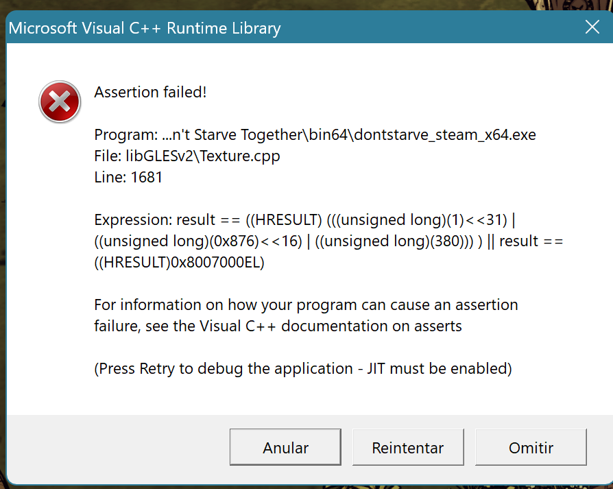 Game unplayable: Visual C++ Assertion issue, and map glitched, arm64 incompatibilities - Don't ...