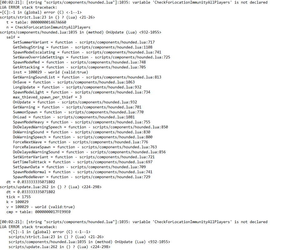 Triggering a hound attack crashes the game. - Don't Starve Together ...