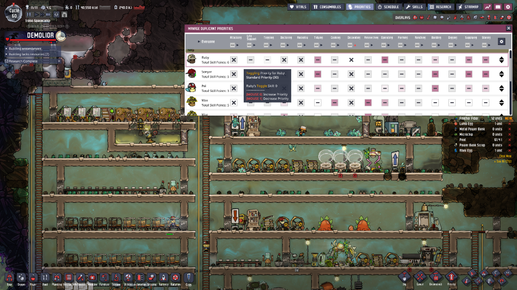 Change priorities for Toggle and Life support - [Oxygen Not Included ...