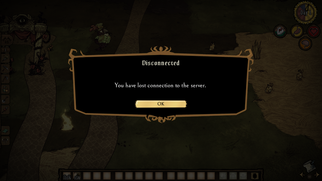 lighting gunpowder forces disconnection (no server logs) - Don't Starve ...