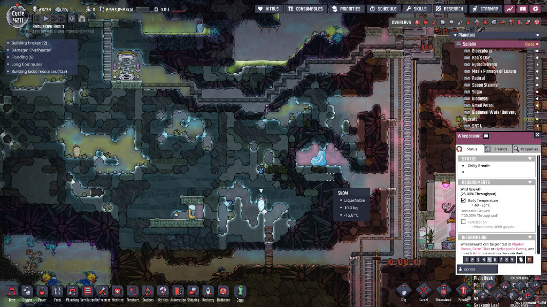 Wheezewort status shows Chilly Breath and - Oxygen Not Included: Beta ...